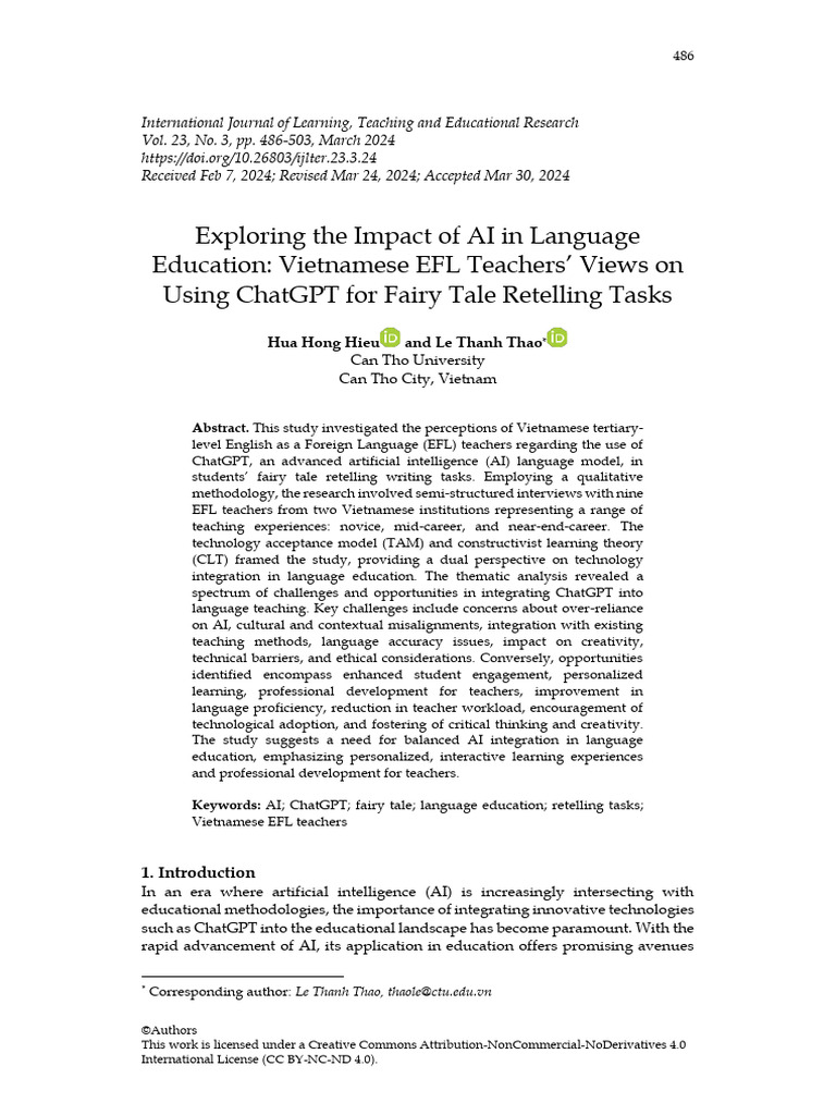 Exploring The Impact of AI in Language Education Vietnamese EFL ...