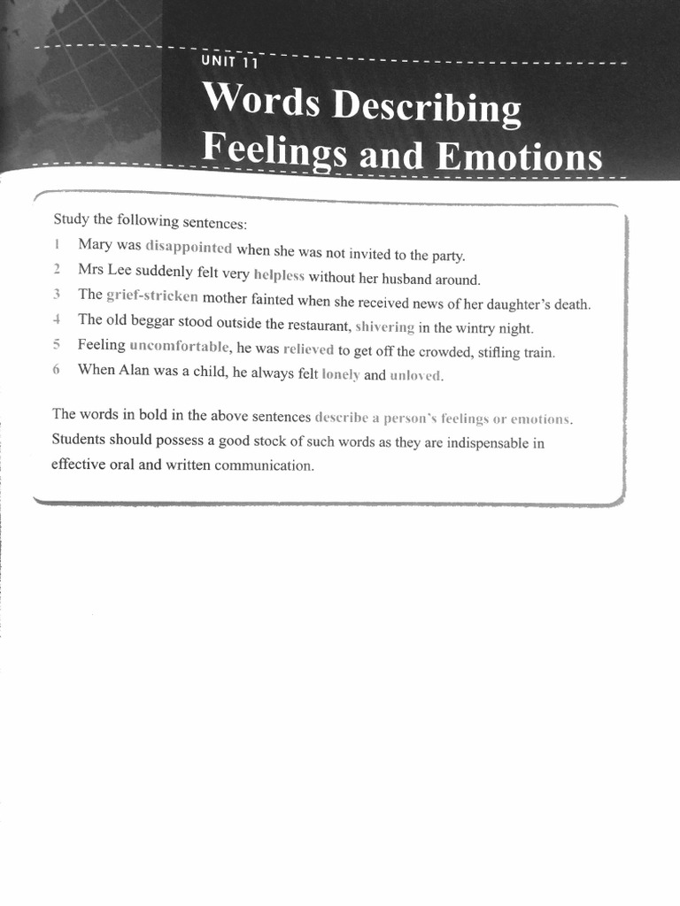 Unit 11 - Words Describing Feelings and Emotions | PDF