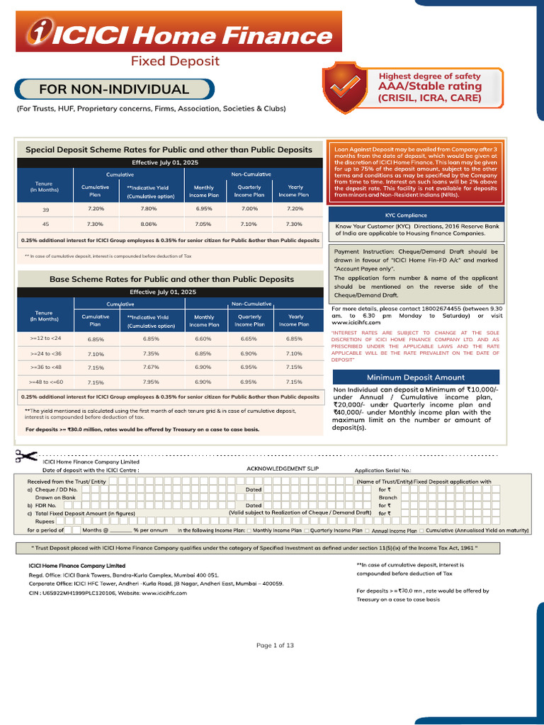 FD Application Form - Non Individual | PDF | Financial Services | Personal Finance