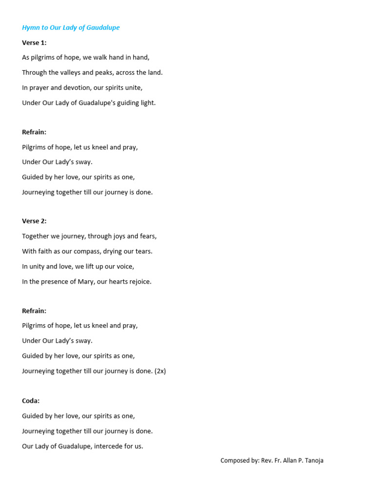 Hymn to Our Lady of Guadalupe | PDF