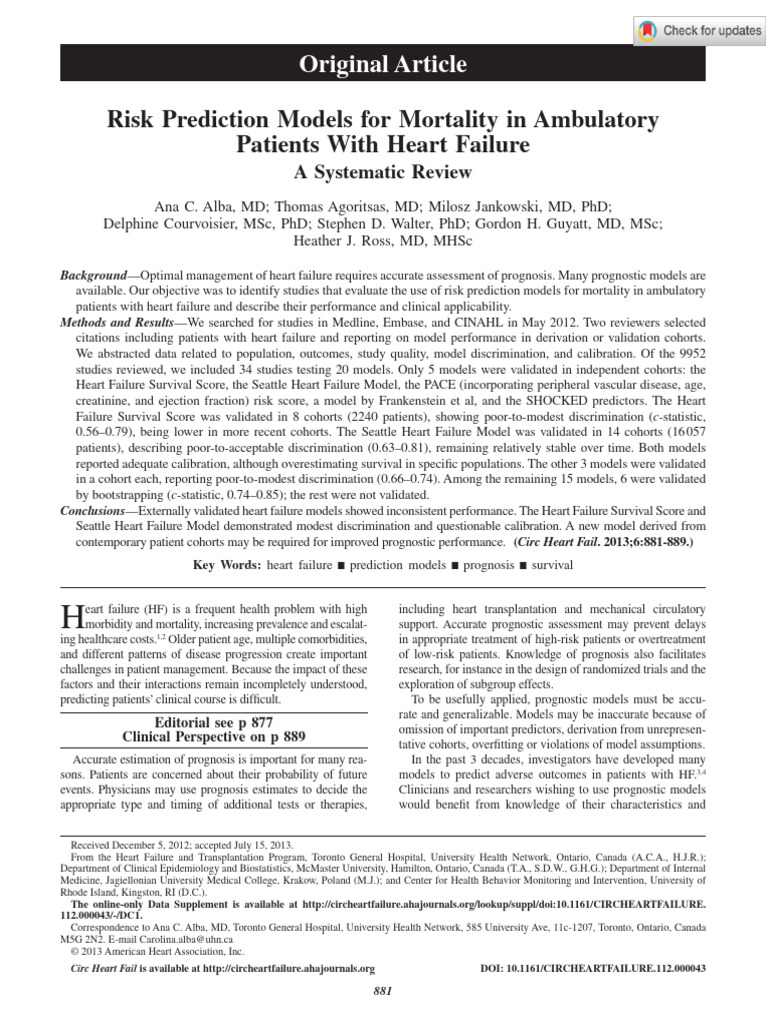 Alba Et Al Risk Prediction Models For Mortality in Ambulatory Patients ...