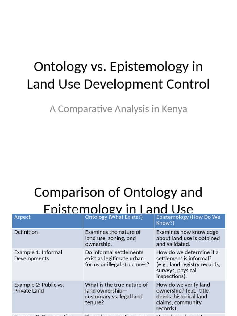 Ontology Vs Epistemology Land Use | PDF