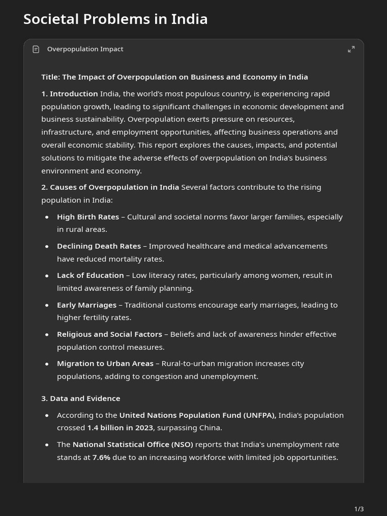 Overpopulation's Economic Impact in India | PDF | Human Overpopulation ...