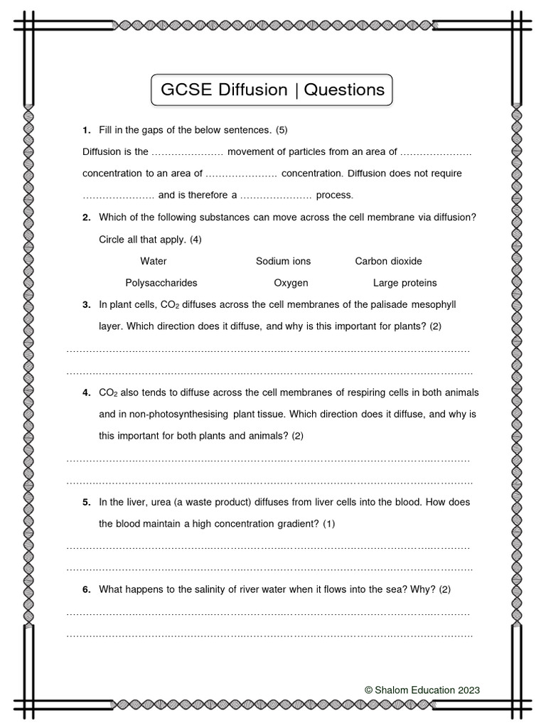 GCSE Diffusion Practice Questions | PDF