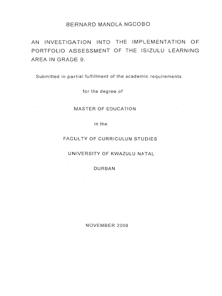 Ngcobo Bernard Mandla 2009 | PDF | Educational Assessment | Learning