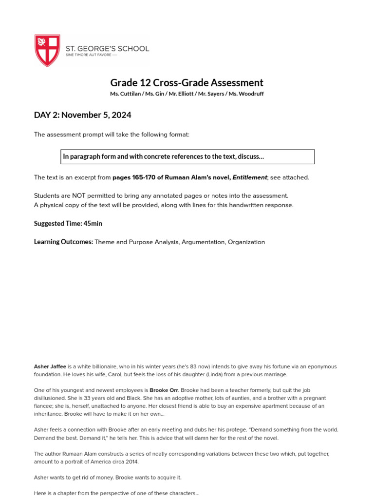 Grade 12 Assessment: Theme Analysis | PDF