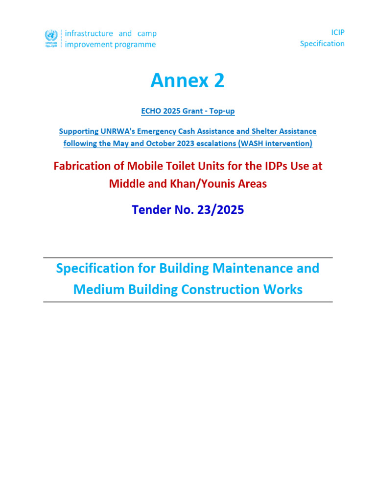 Annex. 1 ICIP-Spec-01 Specification For Building Maintenance and Medium Building Construction ...