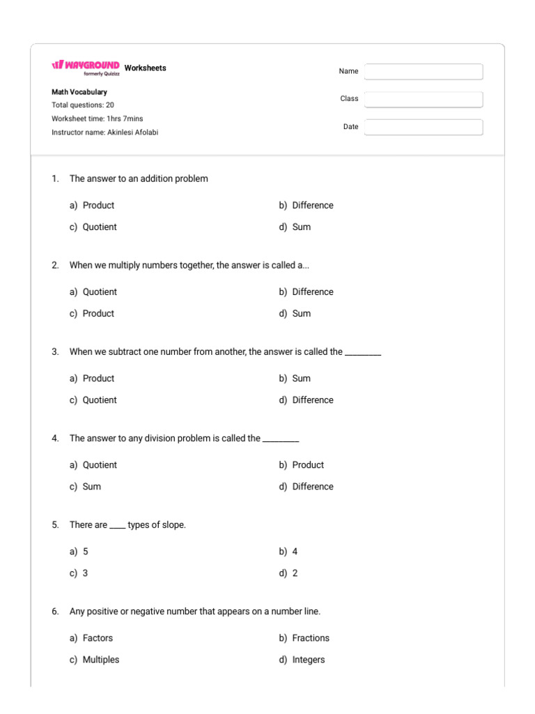 Quizizz - Math Vocabulary | PDF | Numbers | Arithmetic
