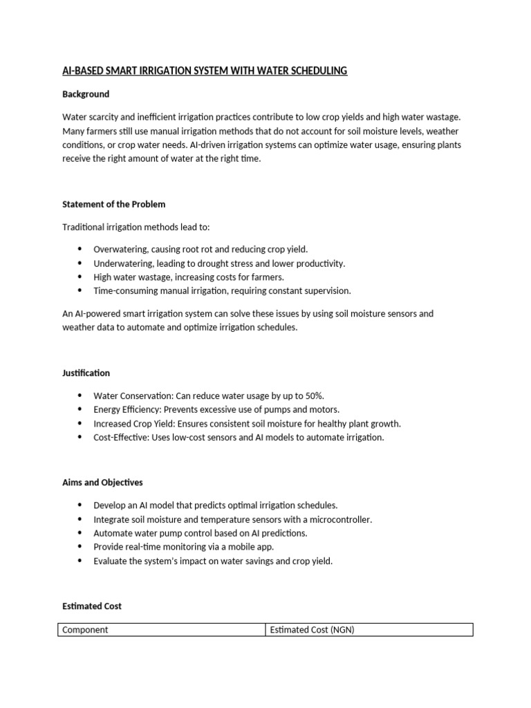 AI-Based Smart Irrigation System With Water Scheduling | PDF | Water ...