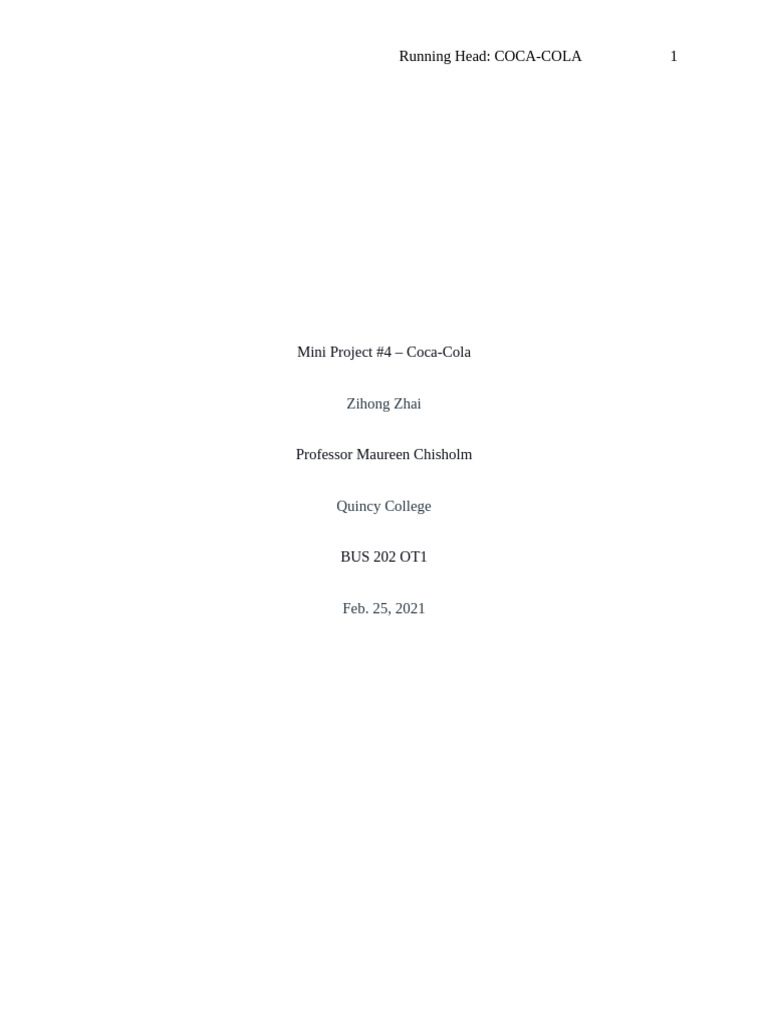 Mini Project #4 - Coca Cola | PDF | The Coca Cola Company | Coca Cola