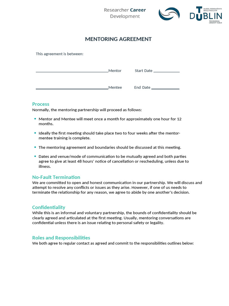 Mentoring Agreement Template | PDF | Mentorship