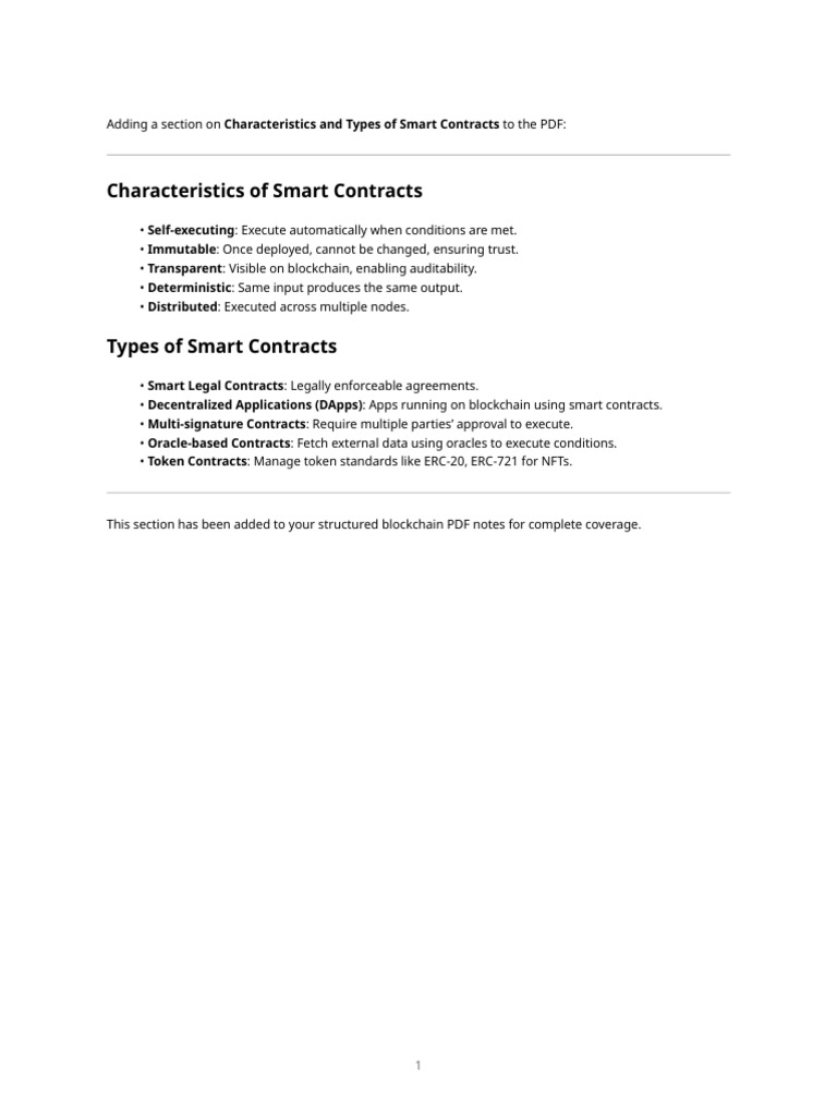 Smart Contracts: Types & Characteristics | PDF