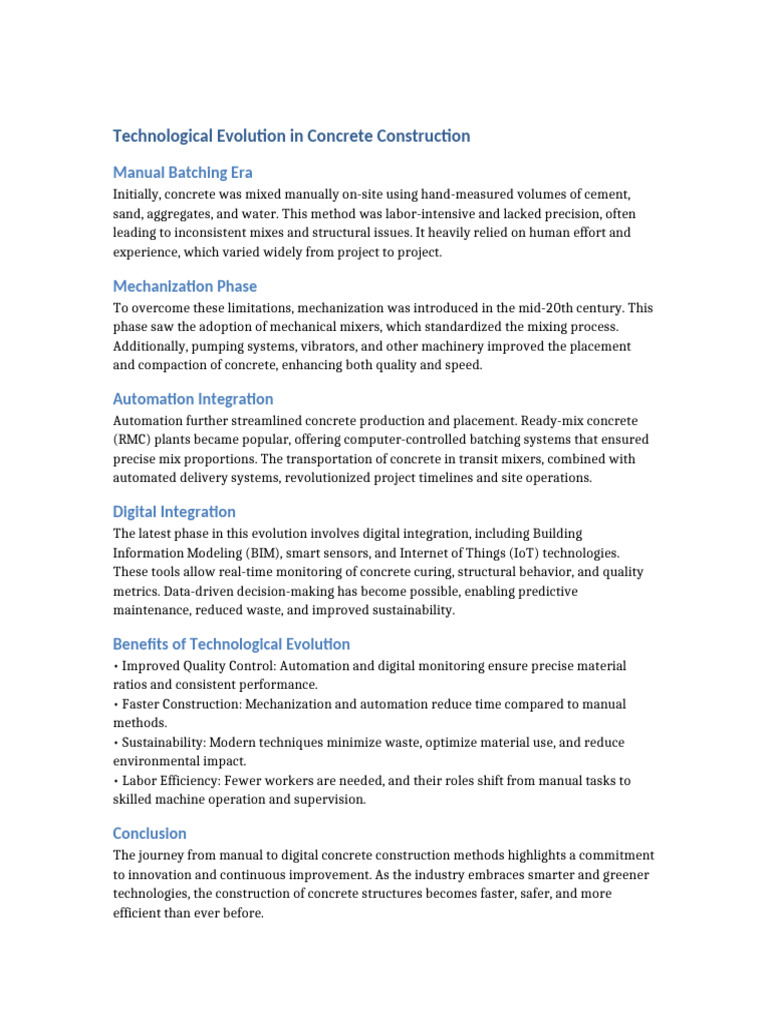 Technological Evolution in Concrete | PDF