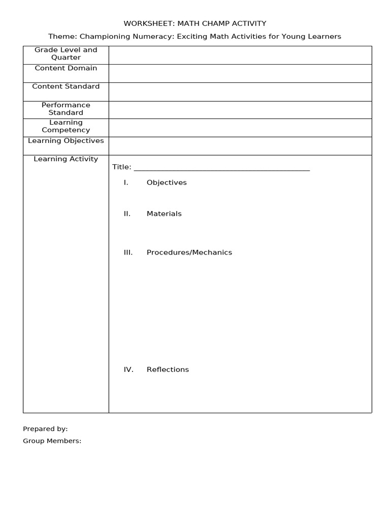 Activity Sheets Math | PDF