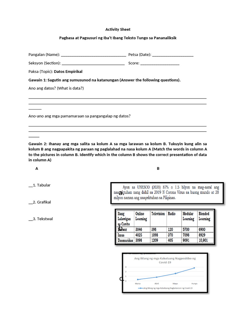 Activity Sheet - Datos Empirikal | PDF