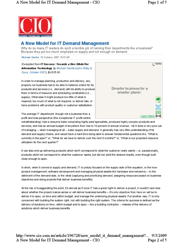 A New Model For IT Demand Management | PDF | Data Center | Chief ...