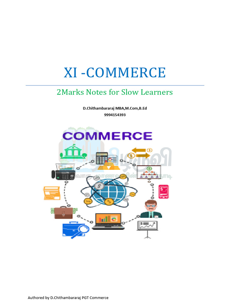 11th Commerce 2 Mark Study Material For Slow Learners Mr. D ...