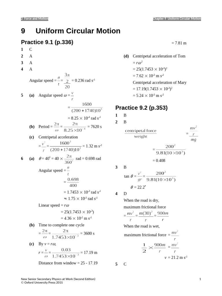Uniform Circular Motion Practice Problems | PDF | Force | Acceleration