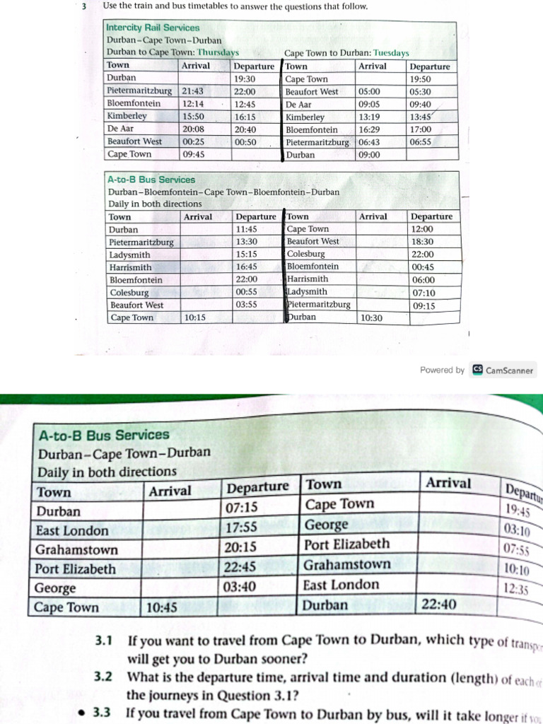 Train and Bus Timetables | PDF
