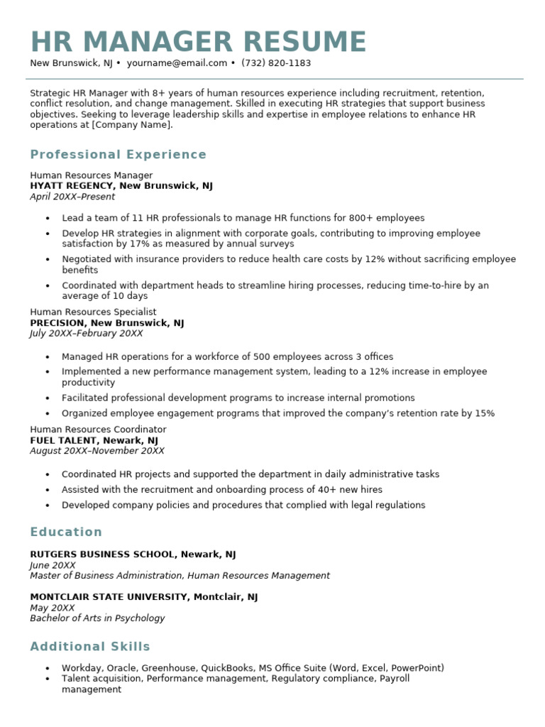 HR Manager Resume Example | PDF | Human Resources | Human Resource ...