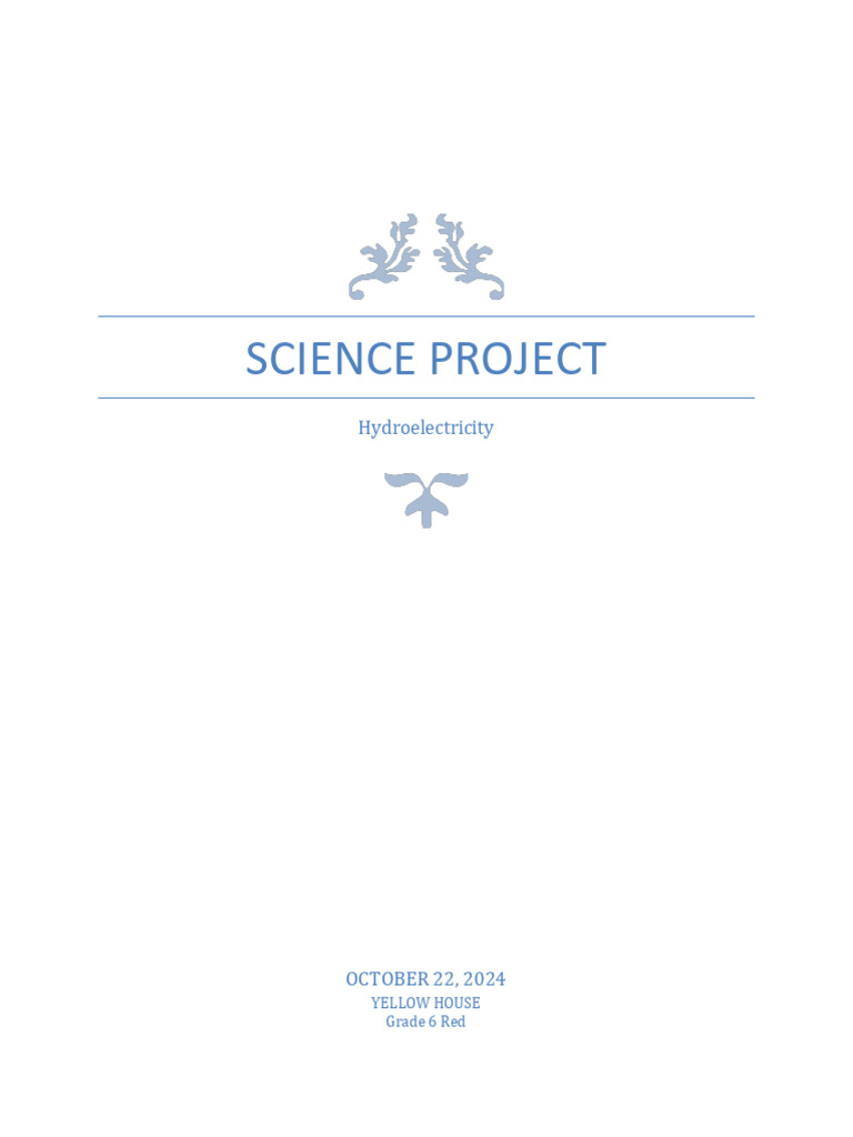 Hydroelectricity Science Project Guide | PDF