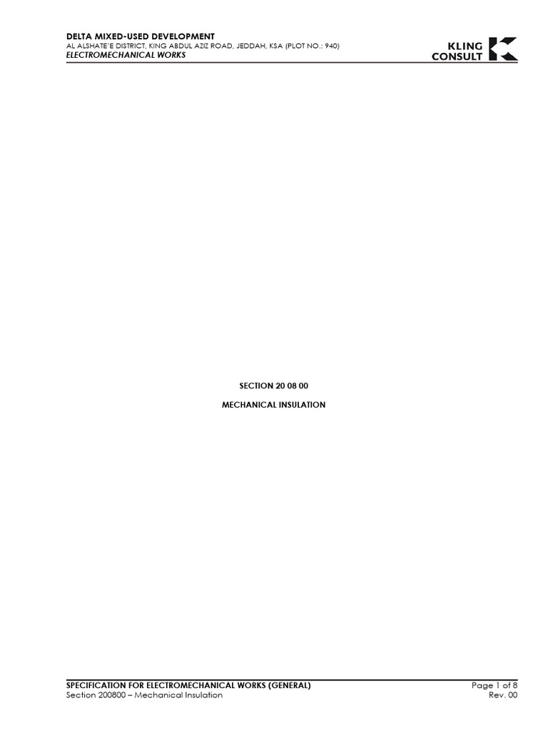 Mechanical Insulation Specification | PDF | Duct (Flow) | Thermal ...