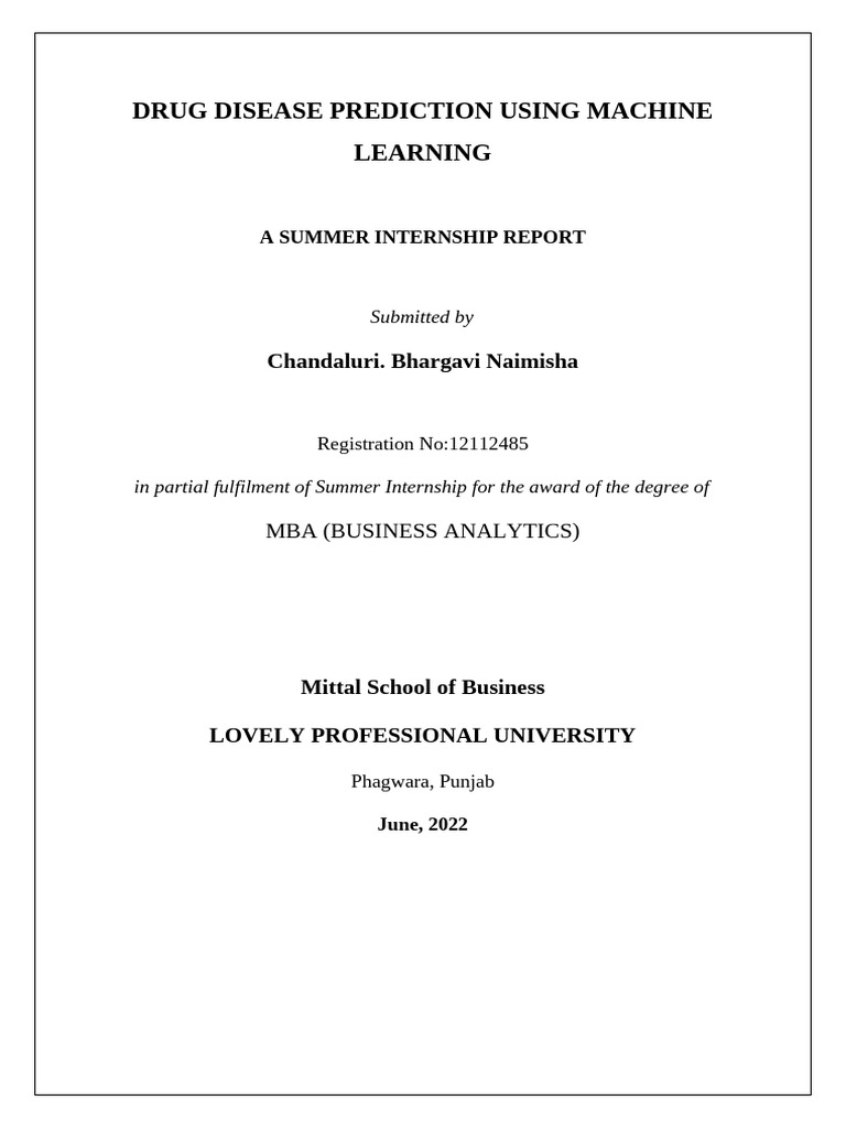 Drug Disease Prediction Using Machine Learning | PDF | Support Vector Machine | Machine Learning
