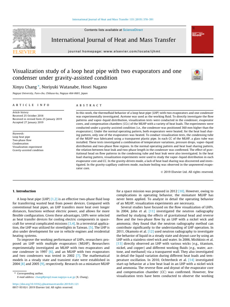 Visualization of Two-Evaporator Loop Heat Pipe | PDF | Pressure | Liquids