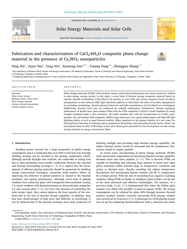 Fabrication and Characterization of CaCl2 6H2O Composite Phase Change ...
