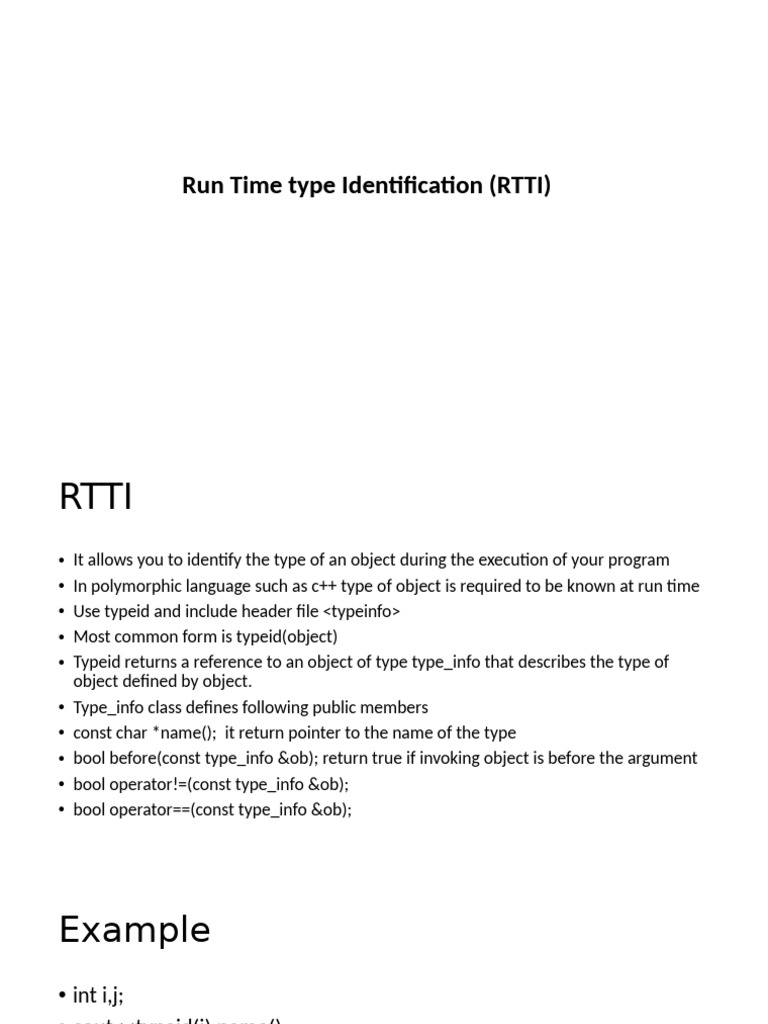 C++ RTTI and Type Casting Explained | PDF | Pointer (Computer ...