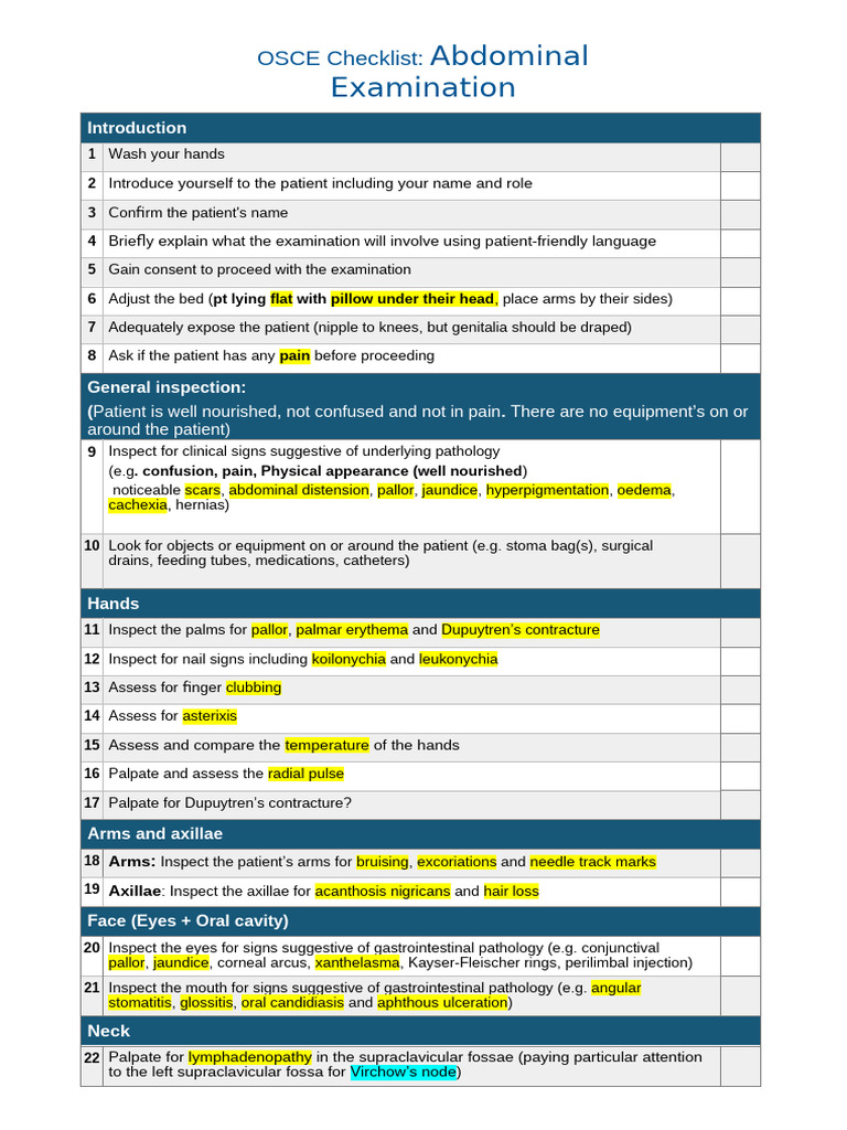2. Abdominal Examination | PDF | Abdomen | Clinical Medicine
