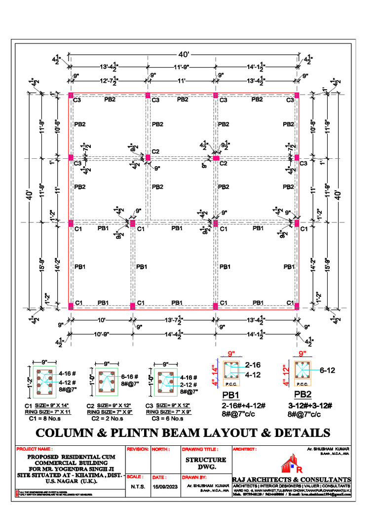 Column and Plinth Beam Layout & Details | PDF
