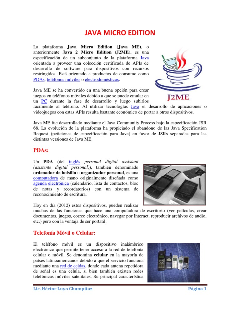 Java Micro Edition | PDF | Asistente personal digital | Java (lenguaje ...