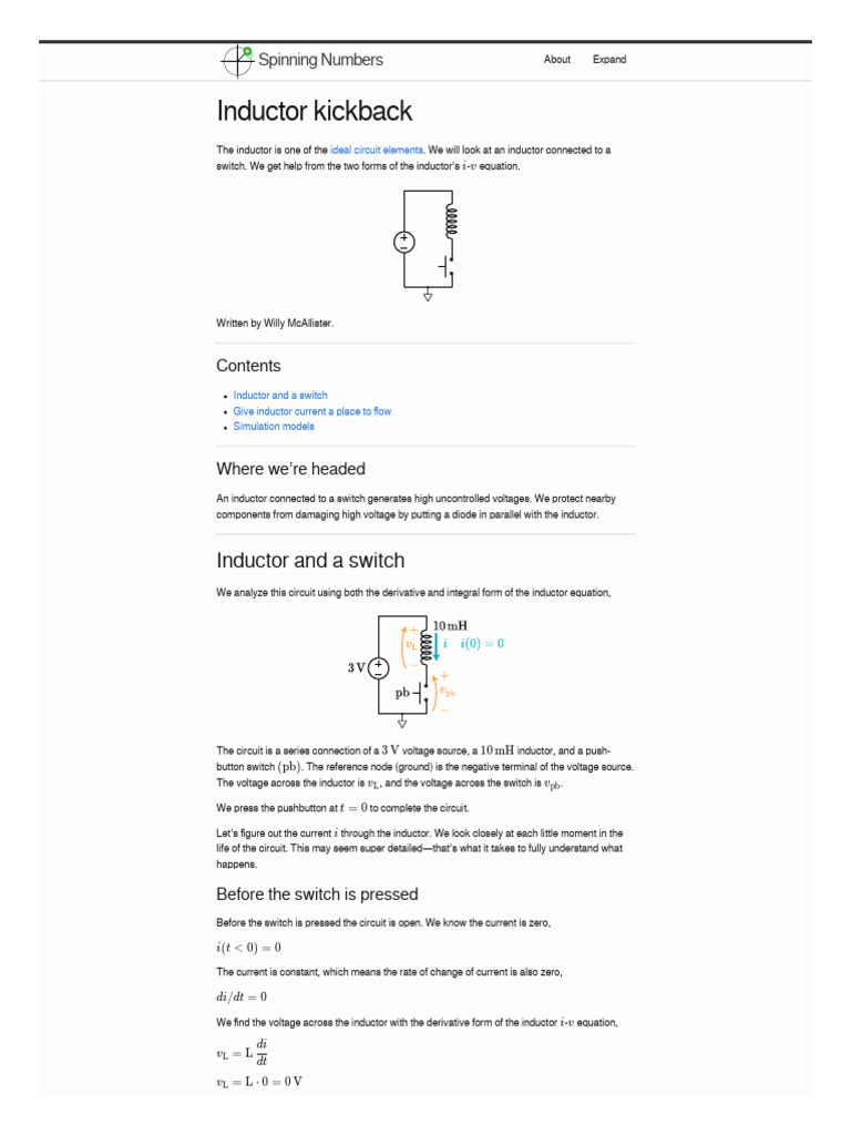 Inductors - Inductor Kickback, Flyback Diodes | PDF | Electrical Network | Inductor