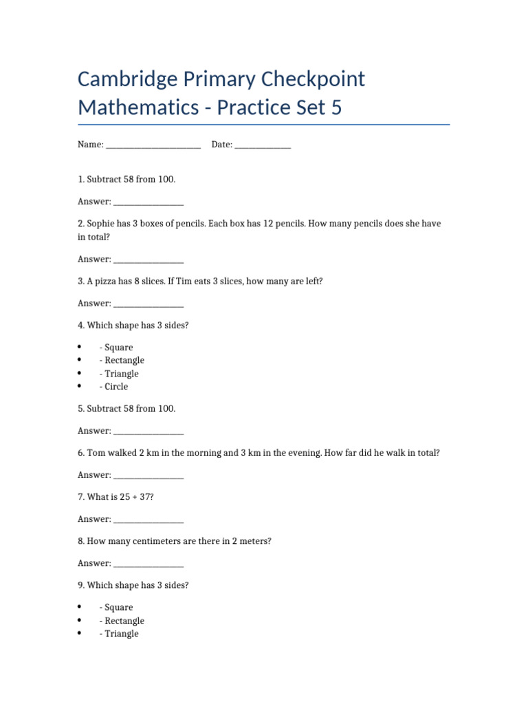 Checkpoint Practice Set 5 | PDF