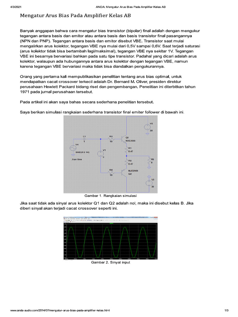 ANDA - Mengatur Arus Bias Pada Amplifier Kelas AB | PDF