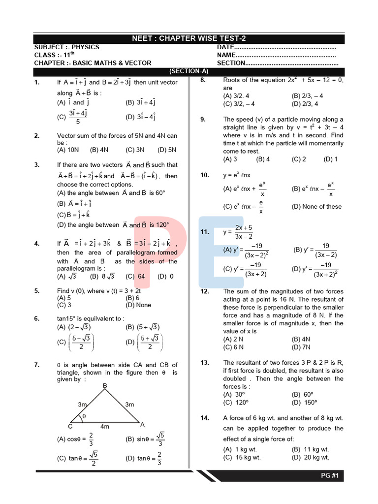 Basic Maths Vector Question | PDF | Euclidean Vector | Acceleration