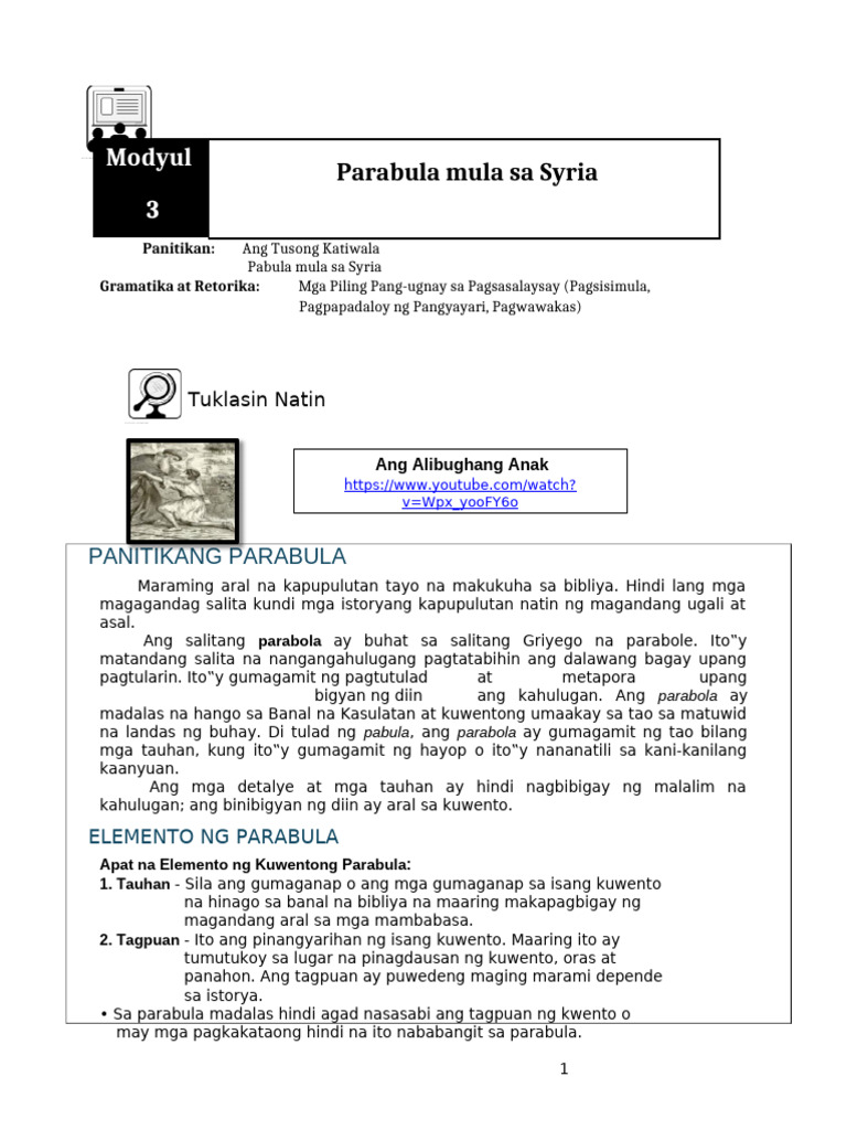 Filipino 10 Q1 M3 | PDF