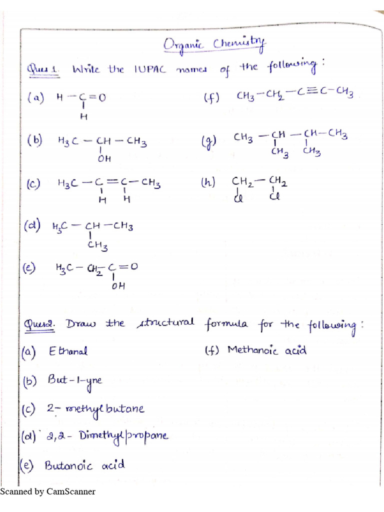 Organic Chemistry Nomenclature Worksheet | PDF