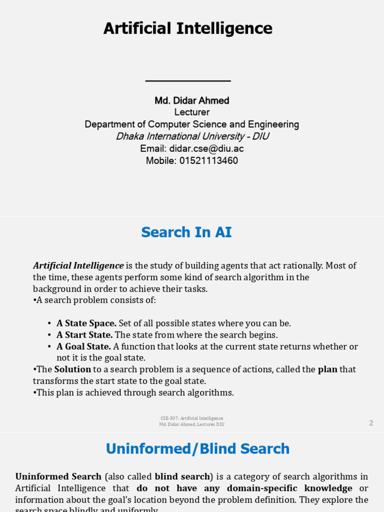 Lecture-2 Uninformed Search | PDF | Algorithms | Graph Theory