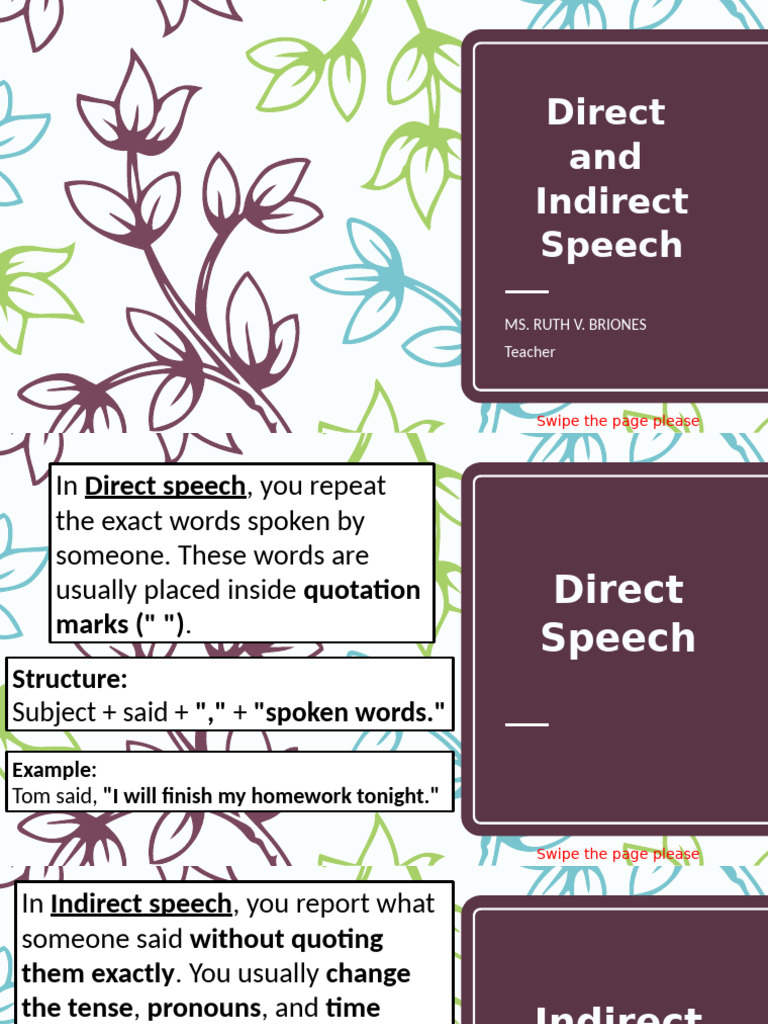 Direct vs Indirect Speech Explained | PDF | Syntax | Language Mechanics