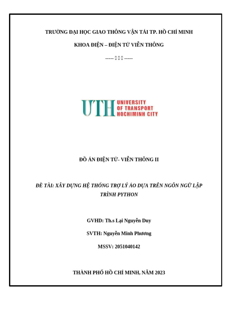 NguyễnMinhPhương - DA2 - Báo Cáo Sơ Bộ | PDF