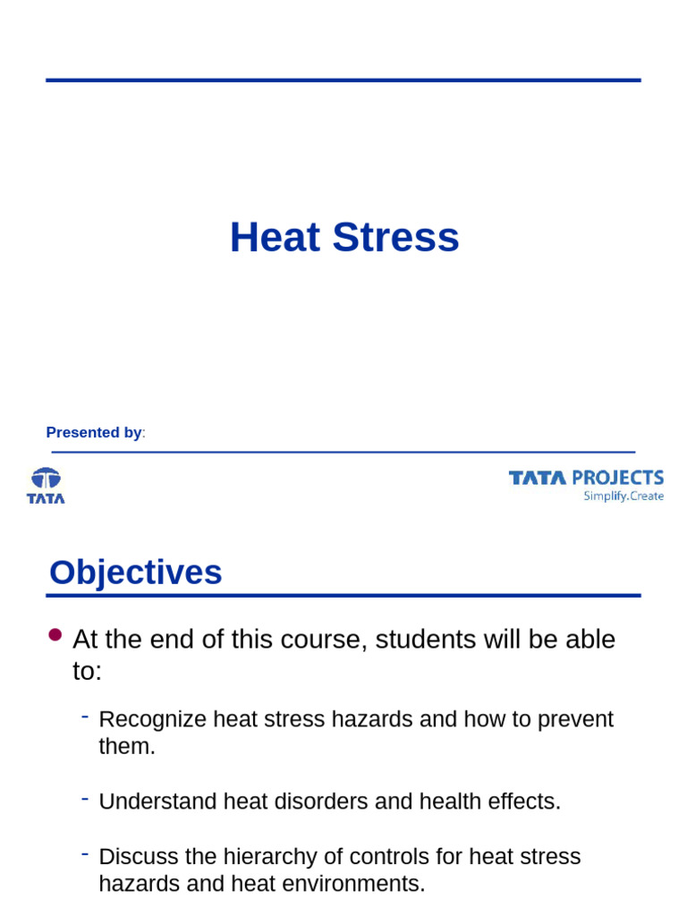 Heat Stress Training Overview | PDF | Dehydration | Hyperthermia