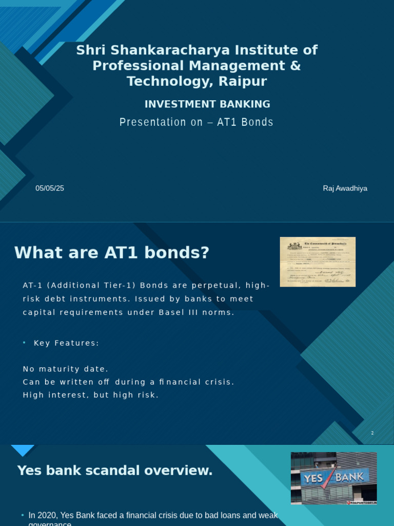 AT1 Bond PPT Raj Awadhiya | PDF
