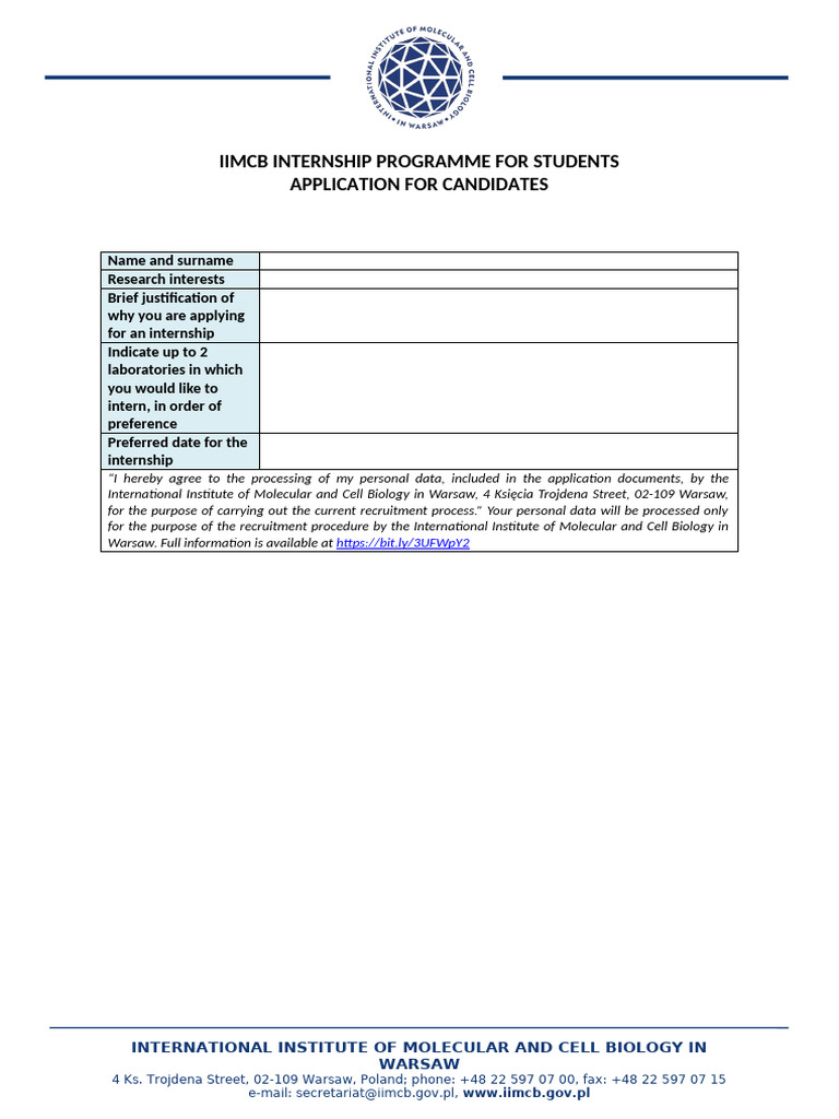 Intern Form | PDF