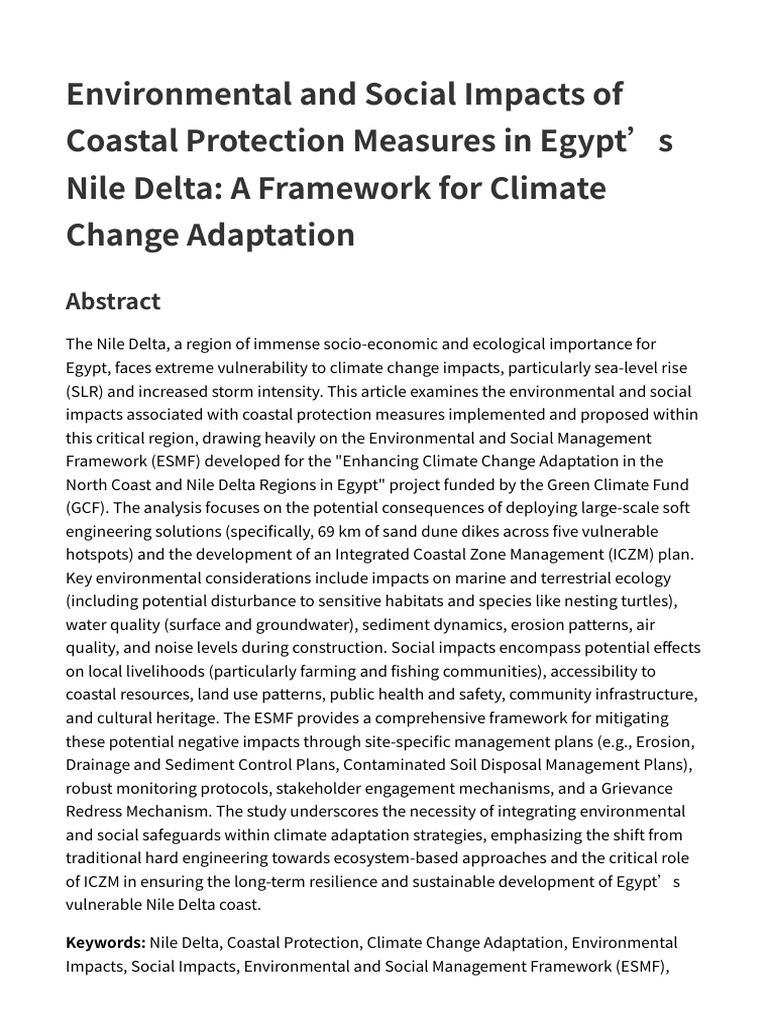 Esmf Research Article Final | PDF | Coast | Environmental Science