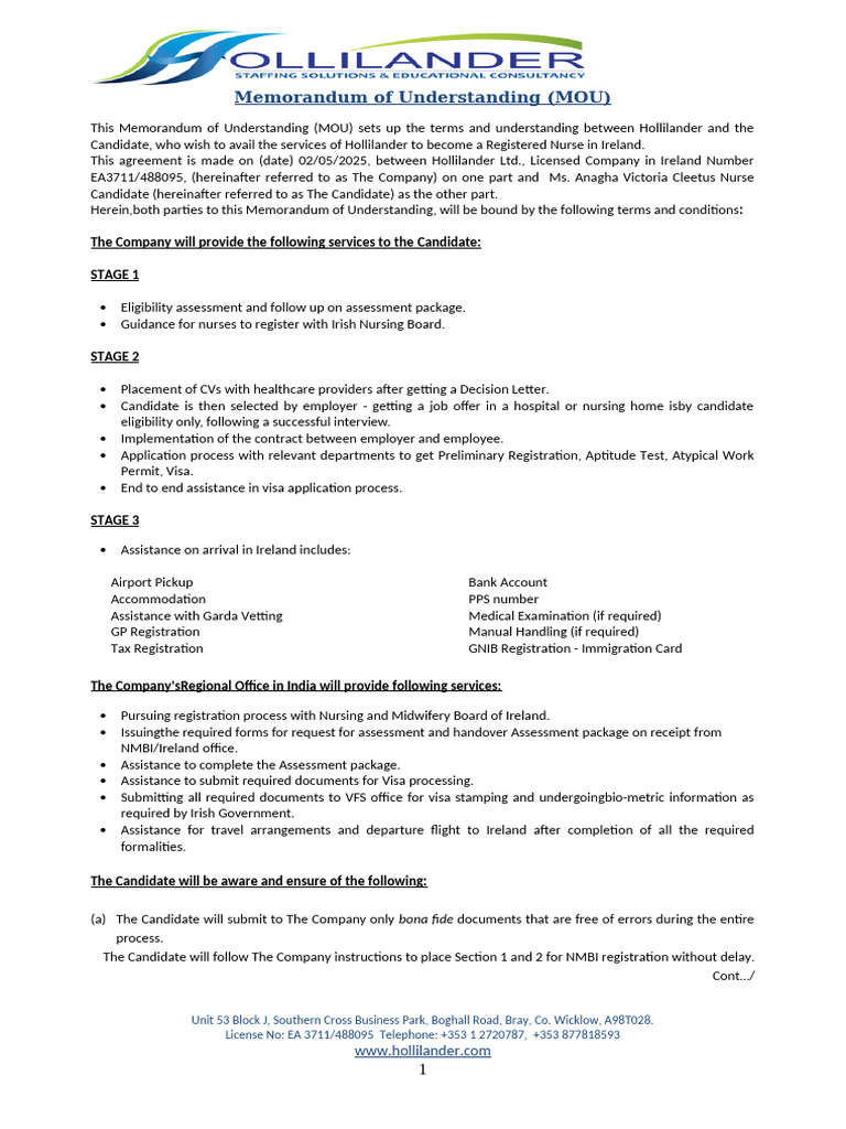 3.memorandum of Understanding (Mou) | PDF | Travel Visa | Employment