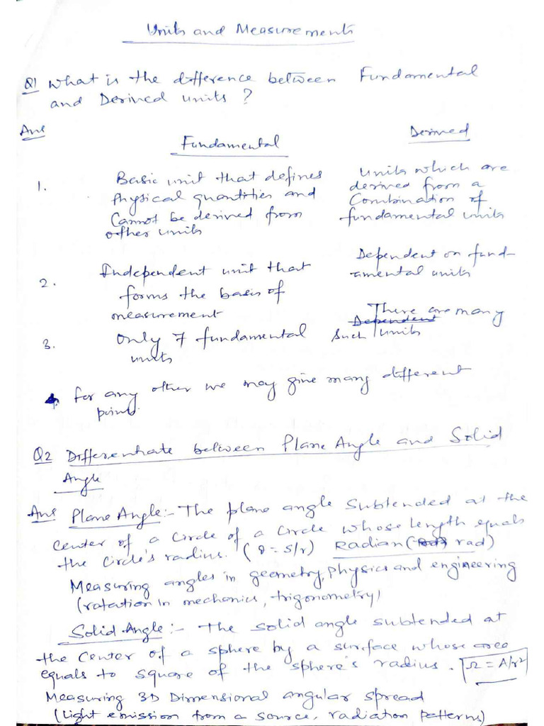 Class XI Units and Dimensions | PDF