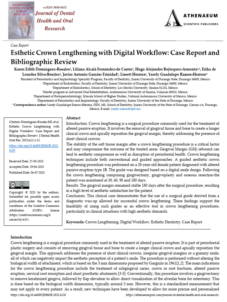 Esthetic Crown Lengthening With Digital Workflow Case Report and ...