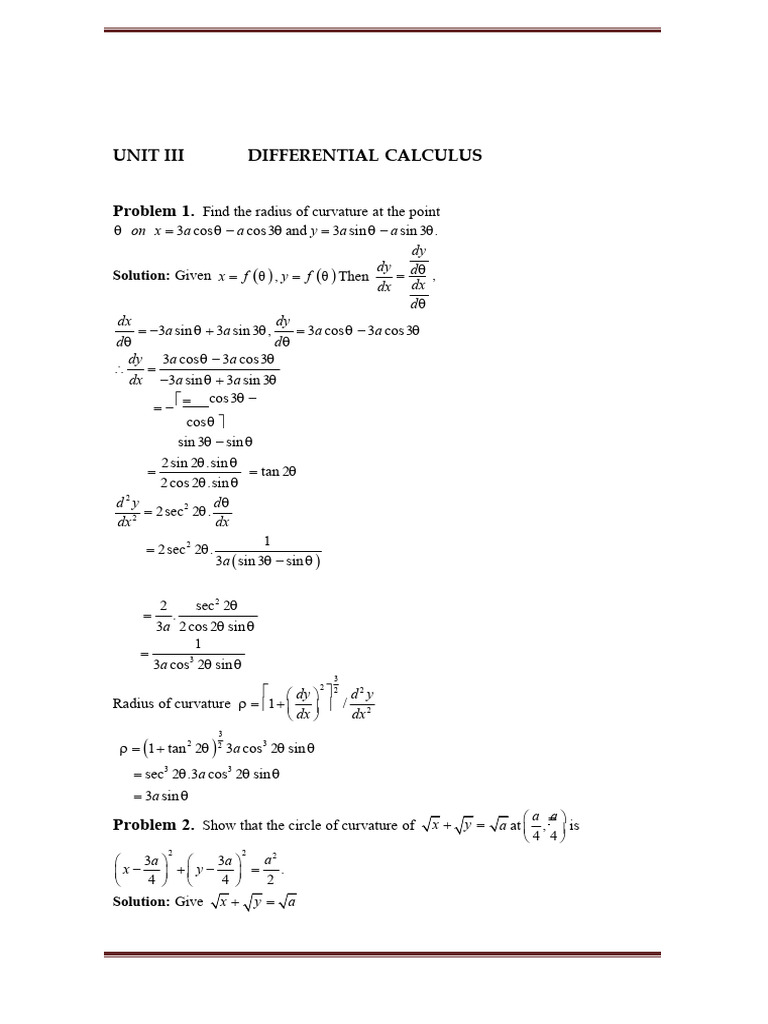 Differential - Calculus - NOTES | PDF | Curvature | Algebraic Geometry